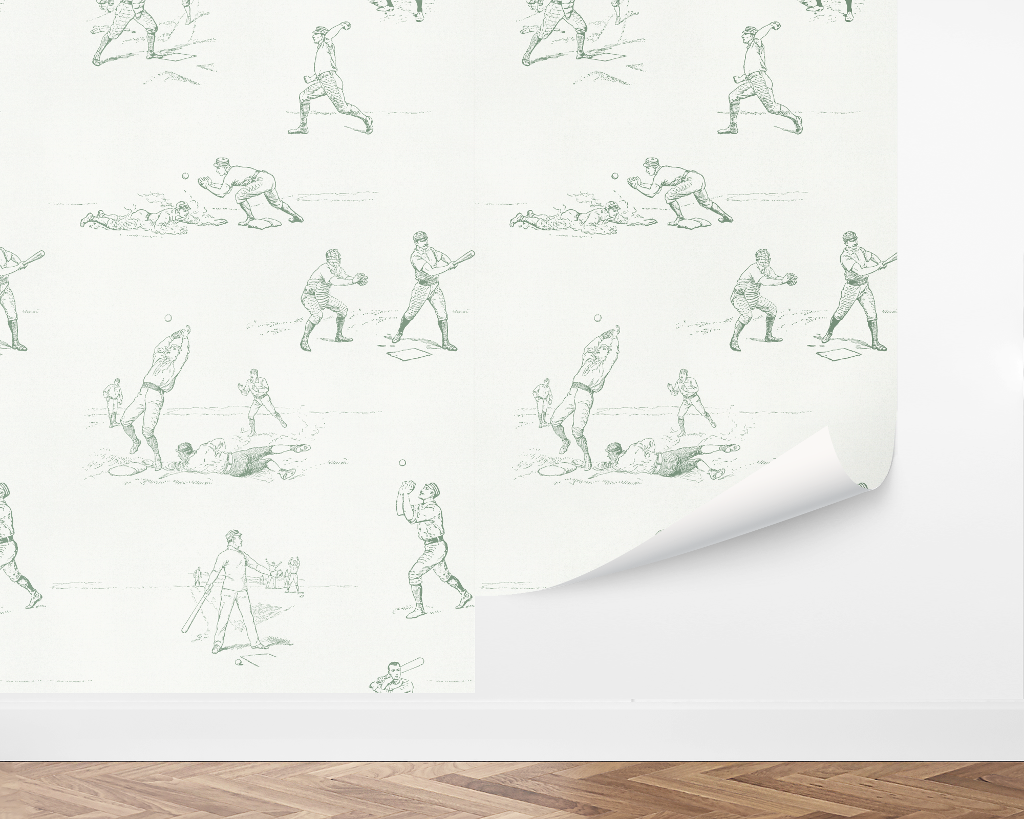 Baseball Toile Peel And Stick Removable Wallpaper | Love vs. Design