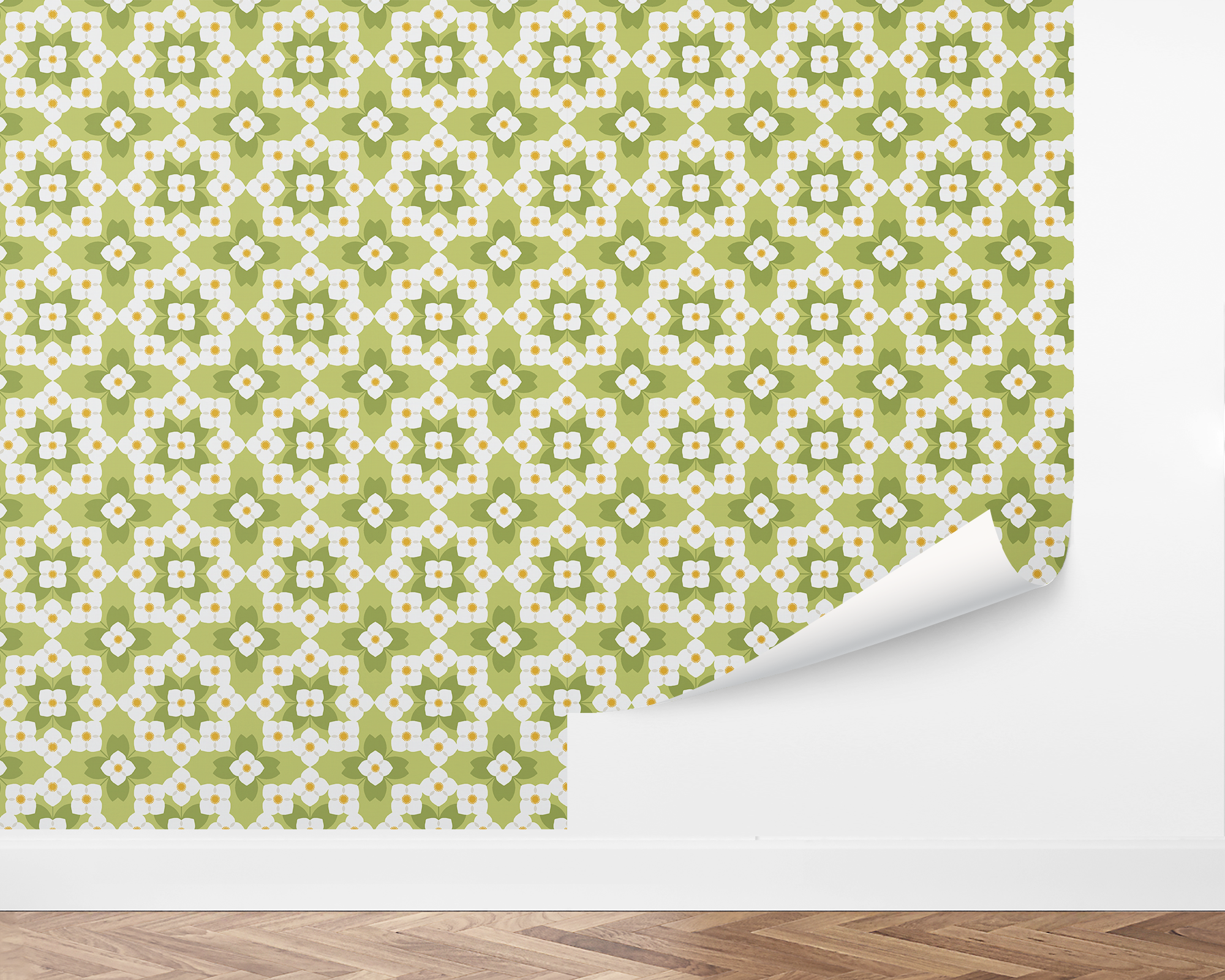 Floral Quilt Peel and Stick Removable Wallpaper | Love vs. Design