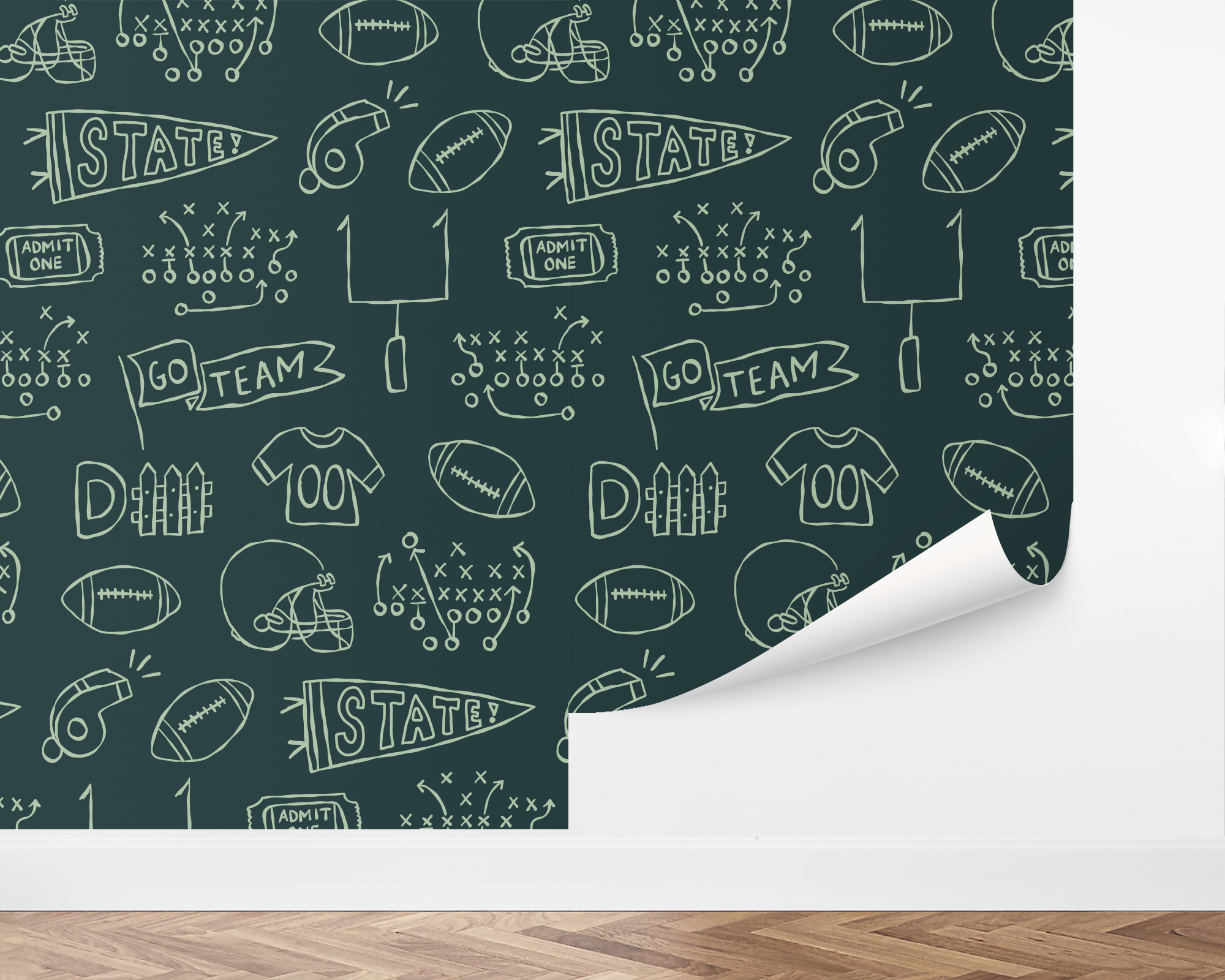 Football Doodles Peel And Stick Removable Wallpaper | Love vs. Design