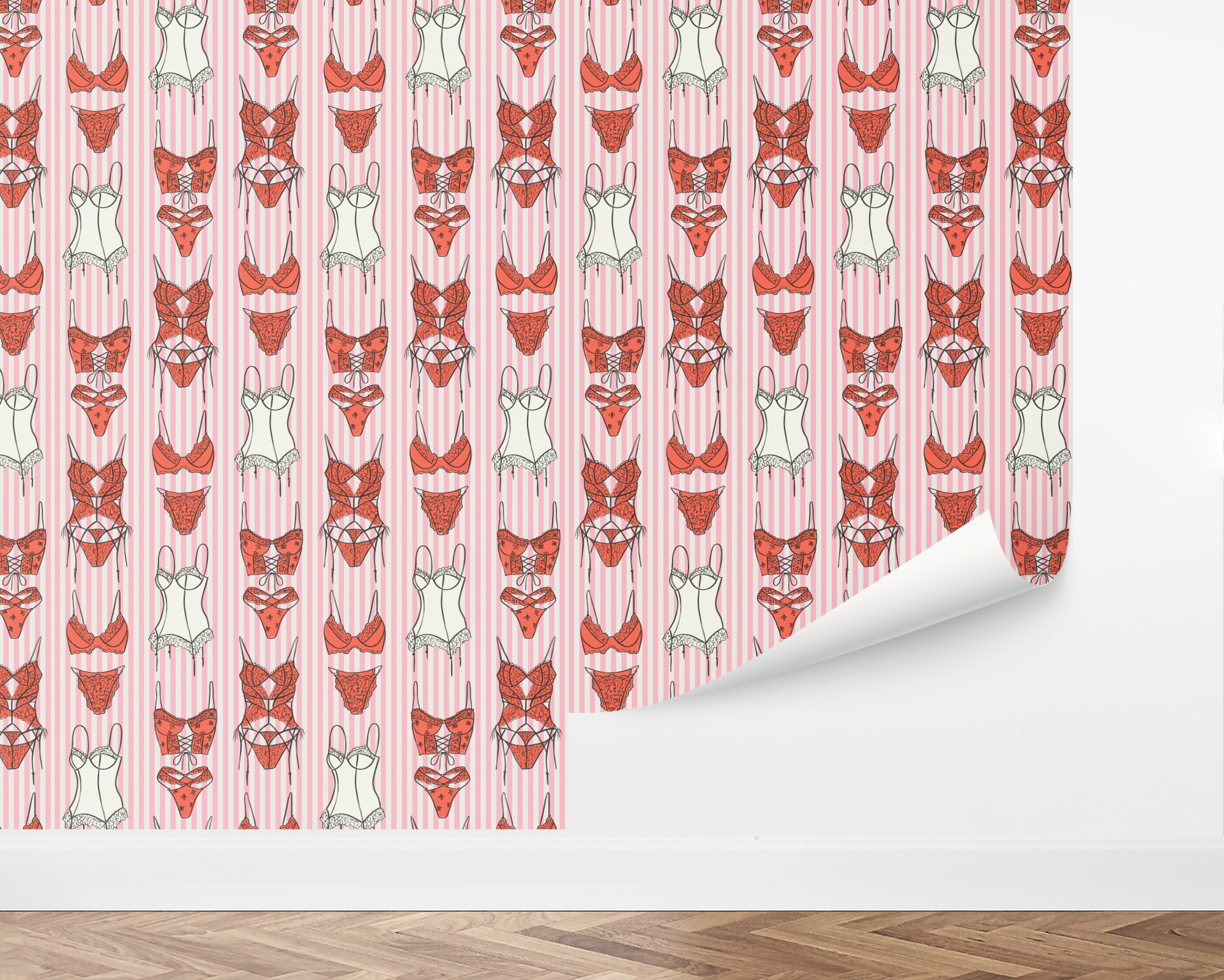 Fun Lingerie Peel and Stick Removable Wallpaper | Love vs. Design