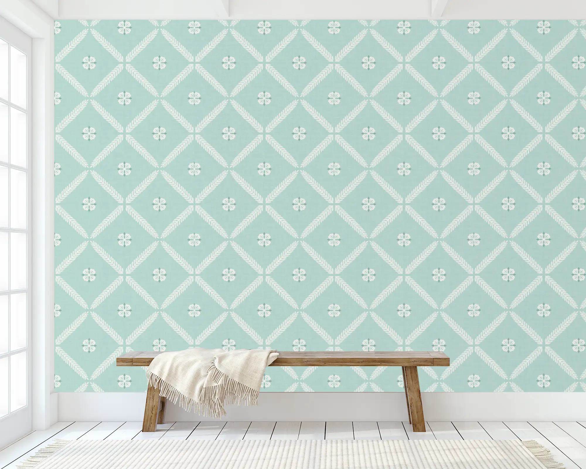 Lattice Wallpaper Patterns Moki Teal Lattice Geometric Wallpaper