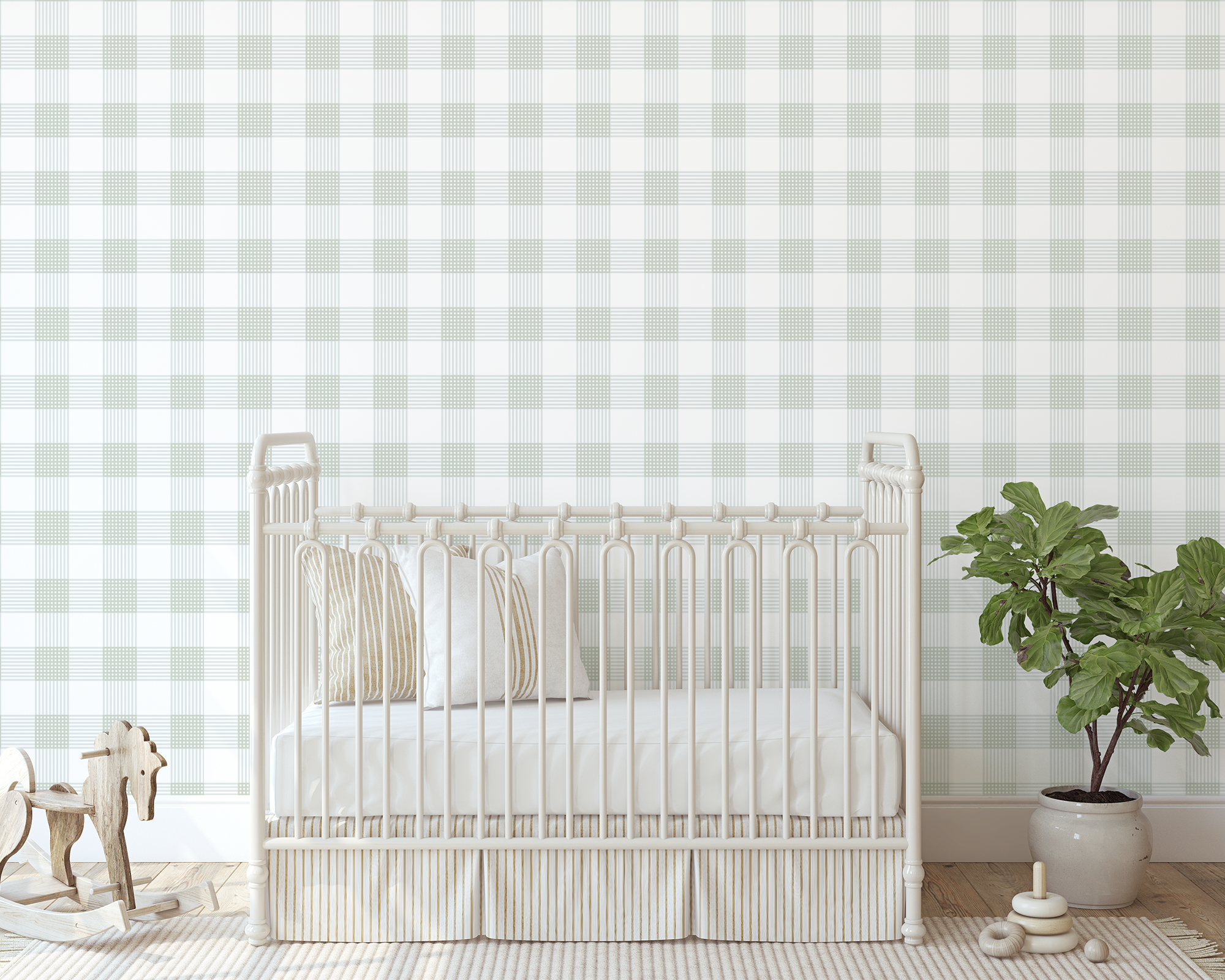 Pin Striped Gingham Peel And Stick Removable Wallpaper | Love vs. Design