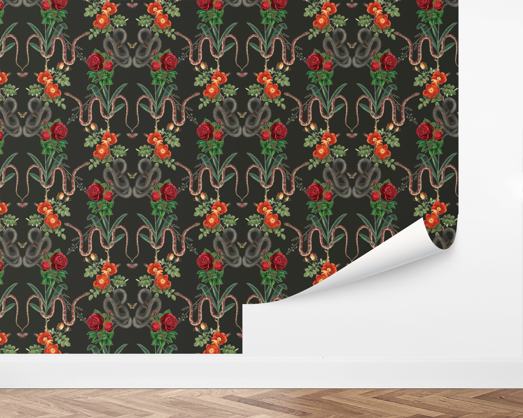 Snakes & Roses Peel and Stick Removable Wallpaper | Love vs. Design